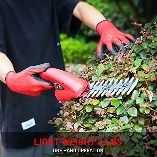 MZK Cordless Grass Shears & Hedge Trimmer, 7.2V Battery Powered Shrubbery Trimmer, 2 in 1 Handheld Grass Clippers, Electric Grass Trimmer Hedge Trimmer, Grass Cutter with Charger