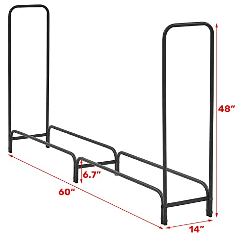 DOEWORKS 5ft Firewood Rack with Log Tote Bag, Firewood Rack Outdoor,Wood Log Rack for Patio Deck (Capacity 400 lbs)
