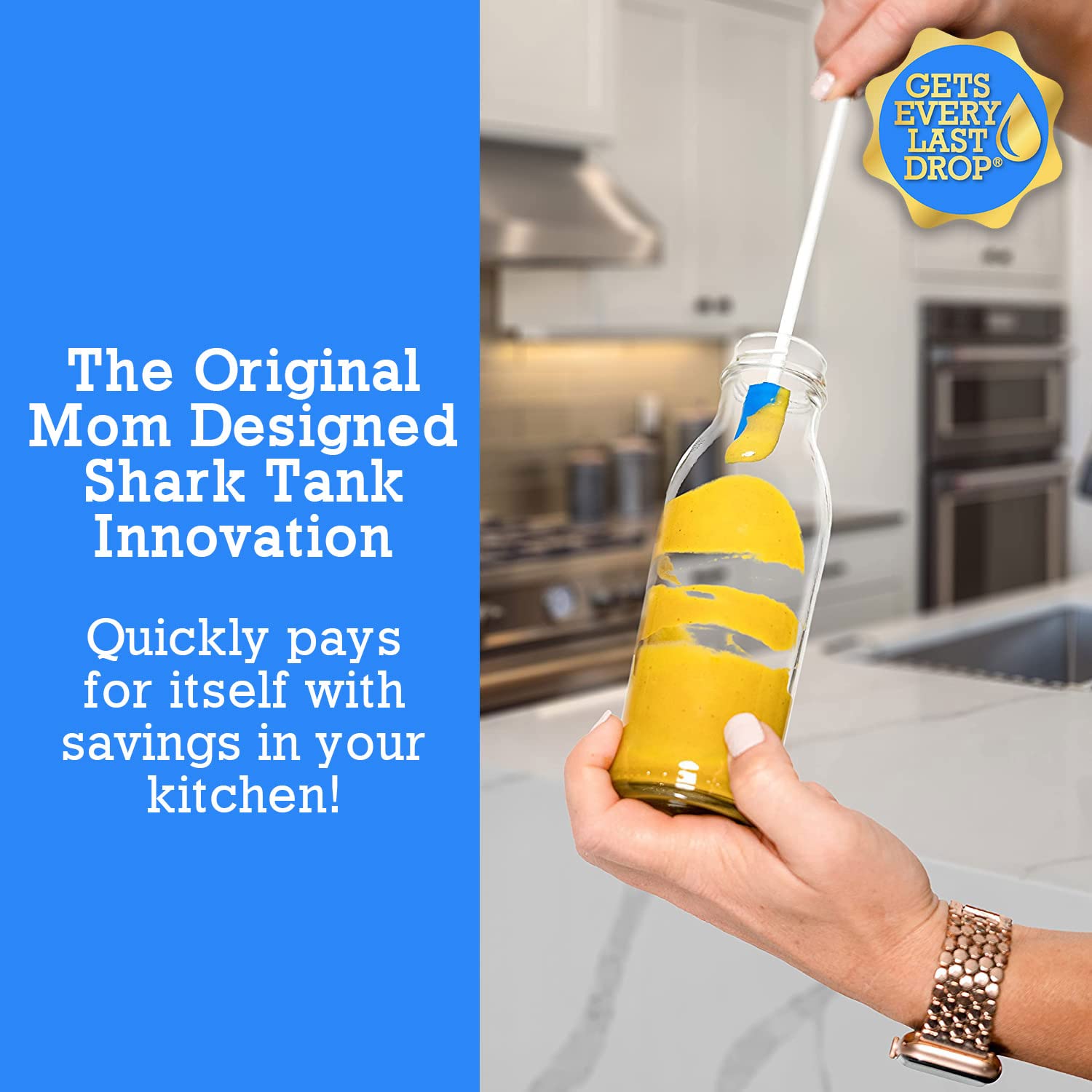 Spatty Daddy Kitchen Spatula (12 Inch Blue) Shark Tank Mom Made Scrapes Last Drop From Jars, Ketchup, Icing, Peanut Butter, Spreading or Mixing Gifts for Cooks, Grandma, Stocking Stuffers For Her