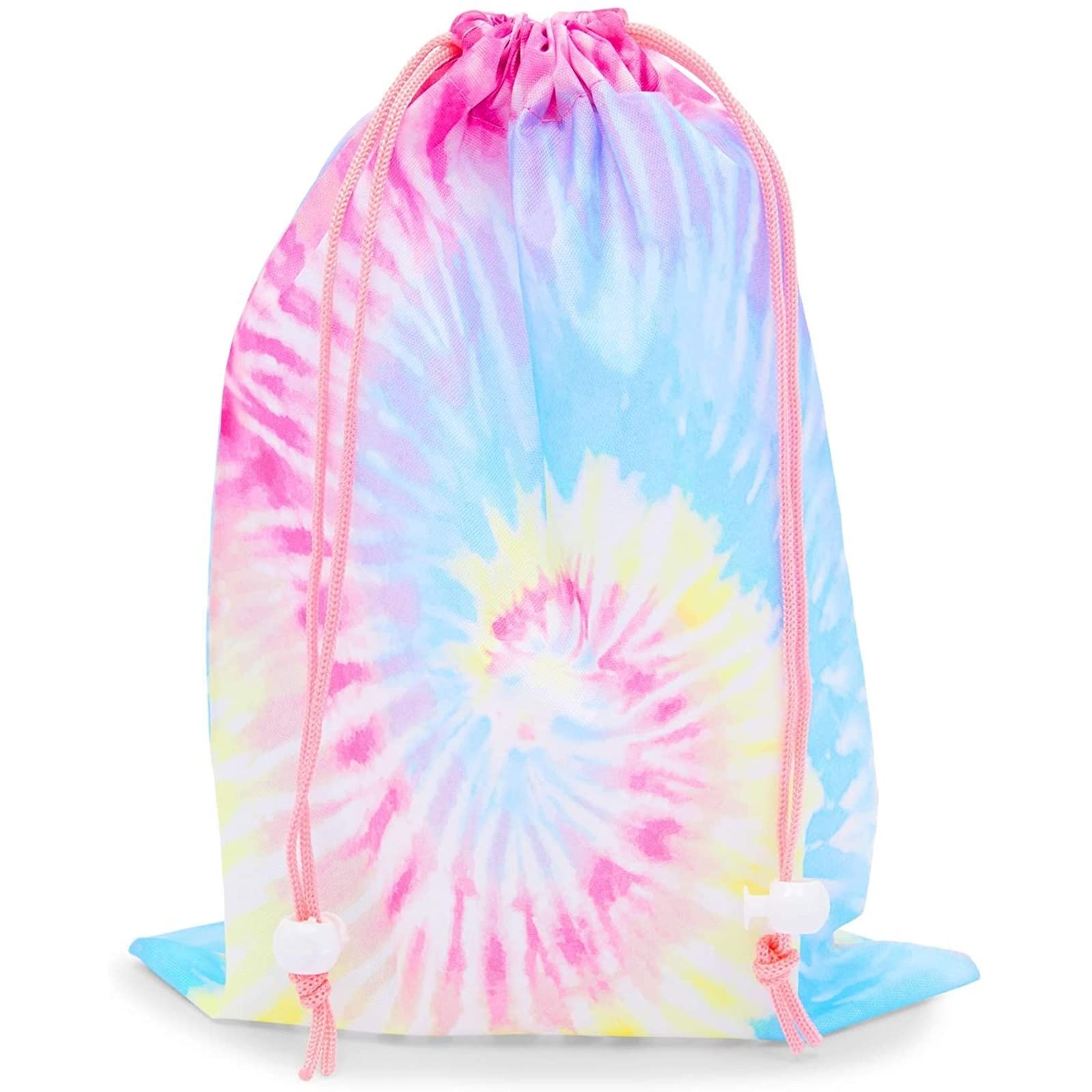 BLUE PANDA Tie Dye Party Favors, Pastel Drawstring Tote Bags for Kids (7 x 10.25 In, 20 Pack)