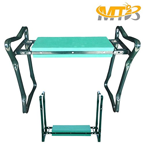 MTB Heavy Duty Folding Garden Kneeler and Seat for Weeding and Portable Garden Stool Seat with Bonus Tool Pouch, EVA Kneeling Pad