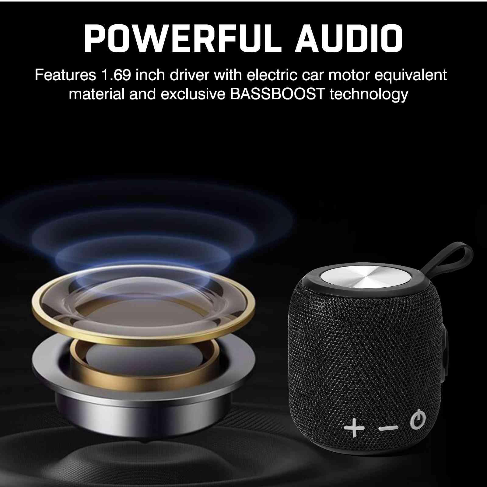 Bluetooth Speaker: Powerful Stereo Sound, IPX7 Waterproof, True Wireless Stereo Pairing, Portable Design, Latest Bluetooth V5.2 - Perfect for Google Pixel 7, Beach, Outdoor, Home, Parties- Black