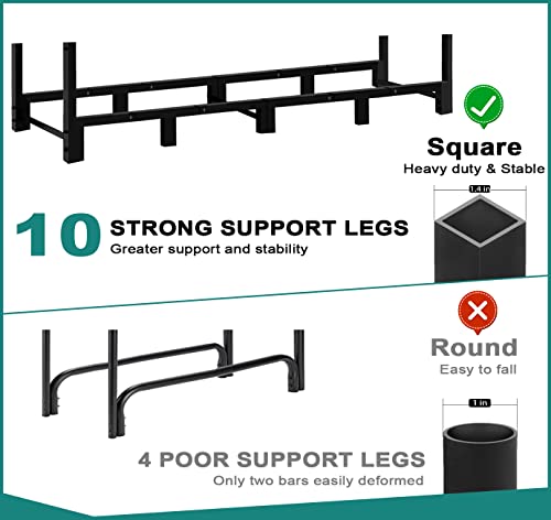 Fandature 8Ft Firewood Rack Adjustable Fireplace Wood Holder For Outdoor Indoor Storage Log-Heavy Duty Fire Log Lumber Stand Stacker, Black