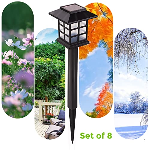 LAUREL CANYON Solar Pathway Lights 8 Pcs, Outdoor Solar Landscape Decorative Lights, Automatic Walkway Lights with LED Light Bulbs for Garden, Path, Yard, Lawn, Square