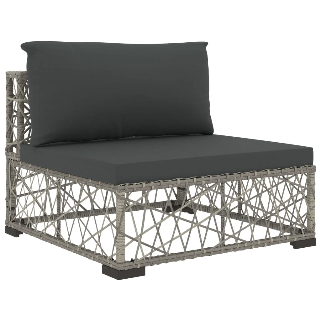 6 Piece Outdoor Patio Furniture Sets with Tea Table and Cushions | PE Rattan Sectional Patio Sofa Set | Patio Sofa Couch Conversation Set | All-Weather Garden Sofa Set | Gray Poly Rattan