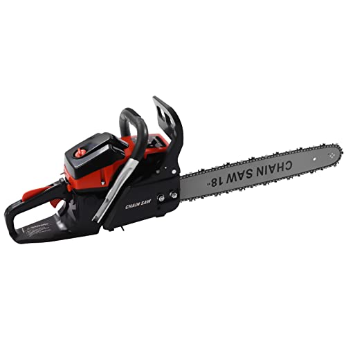 58CC 2 Stroke Gas Chainsaw 18" Gasoline Chain Saw Portable Gas Powered Chain Saws Handed Petrol Woodcutting Saw Set for Cutting Tree, Garden, 4.4HP