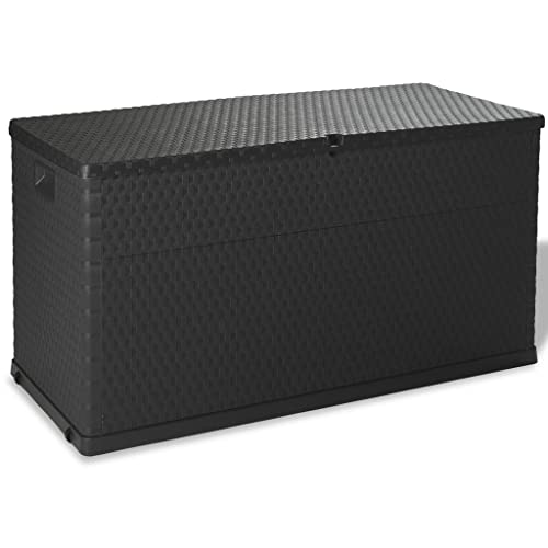 loibinfen Patio Storage Box Anthracite 47.2"x22"x24.8" PP Rattan Patio Garden Outdoor Storage Container for Toys, Furniture Deck box (Weight:24.47 lbs)