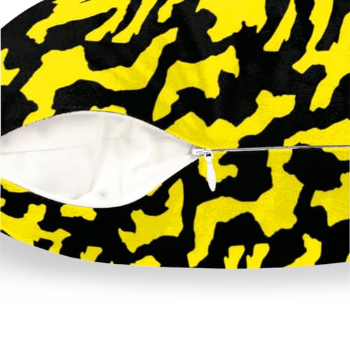 XMNYGJ Yellow Camo Pattern Throw Pillow Covers 20 x 20 Inch Decorative Square Cushion Case Soft Cozy Modern Pillowcase for Couch Sofa Bed Living Room Home Decor