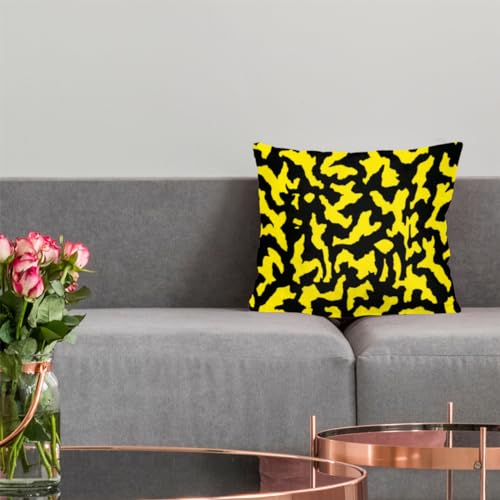 XMNYGJ Yellow Camo Pattern Throw Pillow Covers 20 x 20 Inch Decorative Square Cushion Case Soft Cozy Modern Pillowcase for Couch Sofa Bed Living Room Home Decor