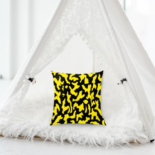 XMNYGJ Yellow Camo Pattern Throw Pillow Covers 20 x 20 Inch Decorative Square Cushion Case Soft Cozy Modern Pillowcase for Couch Sofa Bed Living Room Home Decor