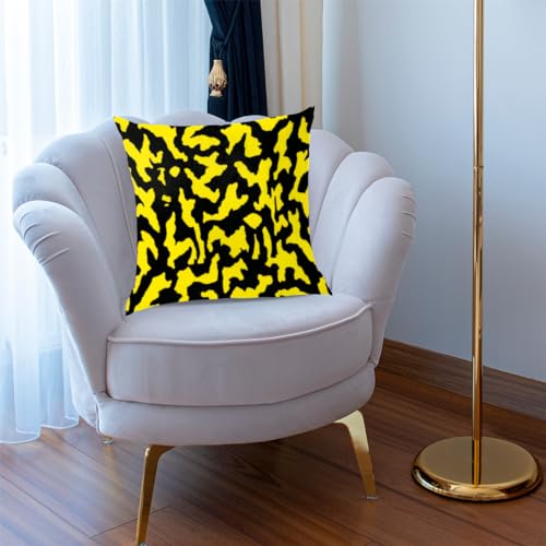 XMNYGJ Yellow Camo Pattern Throw Pillow Covers 20 x 20 Inch Decorative Square Cushion Case Soft Cozy Modern Pillowcase for Couch Sofa Bed Living Room Home Decor