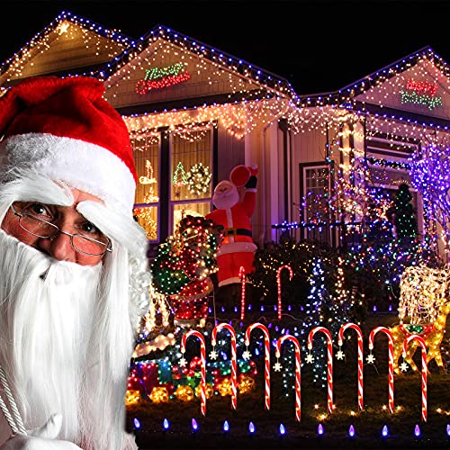 Christmas Candy Cane Solar Lights with SnowflakesCandy Cane Lights Set of 8,Red and White Yard Lights for Holiday Xmas Indoor Courtyard Patio Garden Walkway