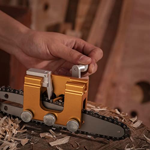 plplaaoo Chainsaw Sharpening Jig, Chainsaw Chain Sharpening Jig, Manual Chainsaw Sharpener Kit, Portable Hand Crank Chain Sharpener, for Lumberjack Garden Worker, for All Kinds of Chain Saws(Yellow)