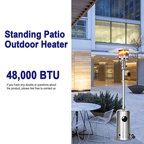 PIONOUS 6 Set of Silver Powerful 48,000 BTU Outdoor Standing Patio Heater with Wheels for Restaurant, Camping, Gardens, Homes, Hotel, Parties