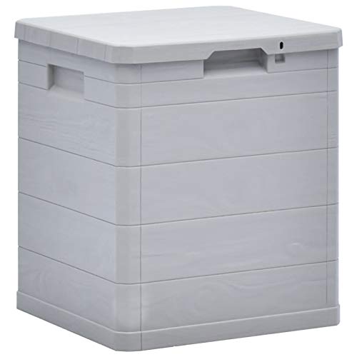 Tidyard Garden Storage Deck Box Plastic 23.8 Gal Lockable Garden Container Cabinet Toolbox for Patio, Lawn, Poolside, Backyard Outdoor Furniture Light Gray 16.7 x 17.3 x 19.7 Inches (W x D x H)