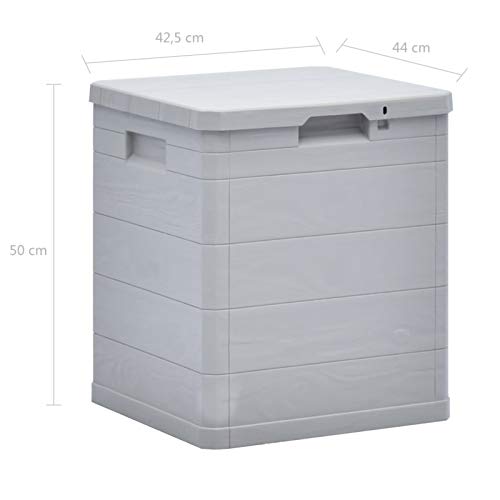 Tidyard Garden Storage Deck Box Plastic 23.8 Gal Lockable Garden Container Cabinet Toolbox for Patio, Lawn, Poolside, Backyard Outdoor Furniture Light Gray 16.7 x 17.3 x 19.7 Inches (W x D x H)
