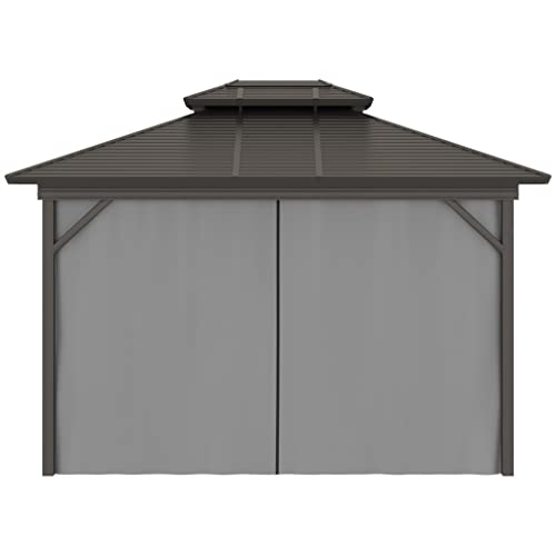 Generic 10 X12 Hardtop Gazebo Aluminum Frame Gazebo,Permanent Metal Roof W/Curtains Netting for Patio Lawn and Garden, Grey
