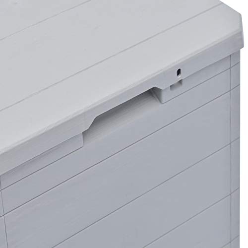 Tidyard Garden Storage Deck Box Plastic 23.8 Gal Lockable Garden Container Cabinet Toolbox for Patio, Lawn, Poolside, Backyard Outdoor Furniture Light Gray 16.7 x 17.3 x 19.7 Inches (W x D x H)