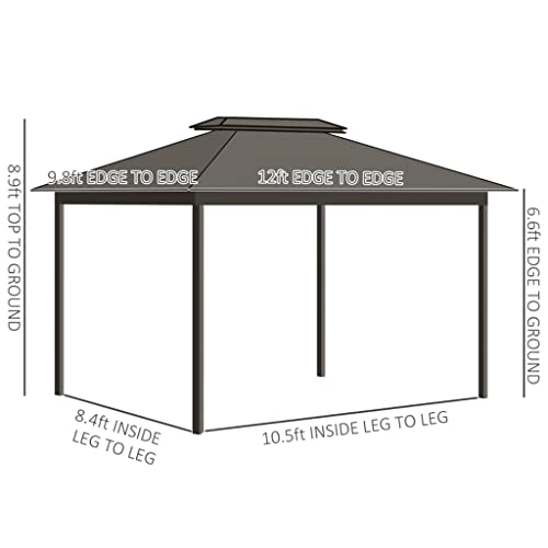 Generic 10 X12 Hardtop Gazebo Aluminum Frame Gazebo,Permanent Metal Roof W/Curtains Netting for Patio Lawn and Garden, Grey
