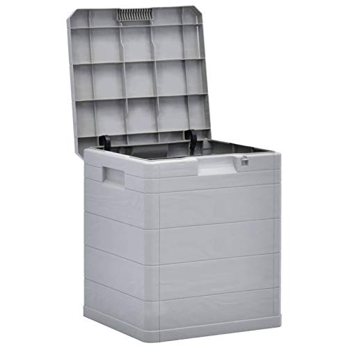 Tidyard Garden Storage Deck Box Plastic 23.8 Gal Lockable Garden Container Cabinet Toolbox for Patio, Lawn, Poolside, Backyard Outdoor Furniture Light Gray 16.7 x 17.3 x 19.7 Inches (W x D x H)