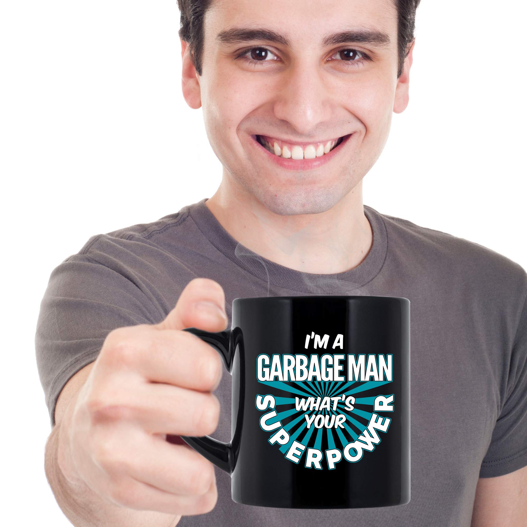 Garbage Man Coffee Mug. I'm A Garbage Man What's Your Superpower Funny Coffee Cup Gifts for Women Men 11 oz black