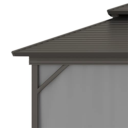 Generic 10 X12 Hardtop Gazebo Aluminum Frame Gazebo,Permanent Metal Roof W/Curtains Netting for Patio Lawn and Garden, Grey