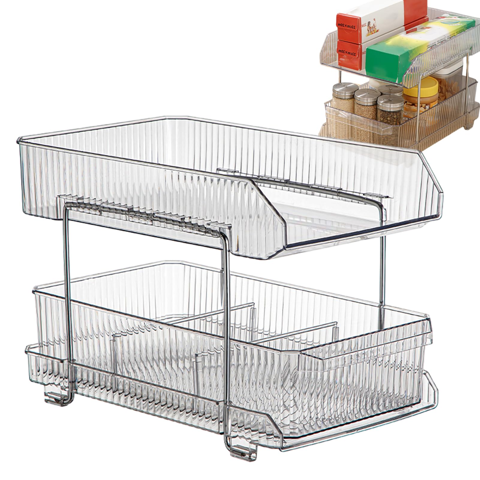 Medicine Cabinet Organizer, Multi Purpose Kitchen Under Sink Organizers, Pull Out Kitchen Pantry Shelf Cupboard, Home Organization for Kitchen Pantry, Desktop, Toiletry, Hair Products,