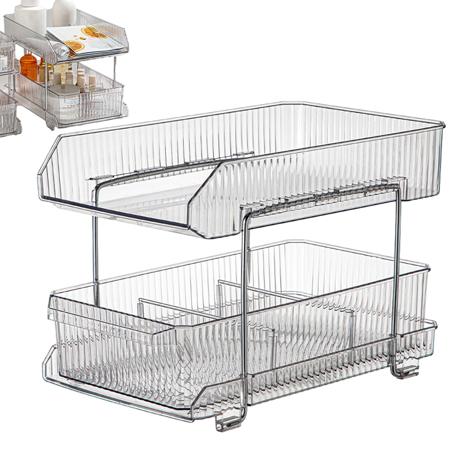 Medicine Cabinet Organizer, Multi Purpose Kitchen Under Sink Organizers, Pull Out Kitchen Pantry Shelf Cupboard, Home Organization for Kitchen Pantry, Desktop, Toiletry, Hair Products,