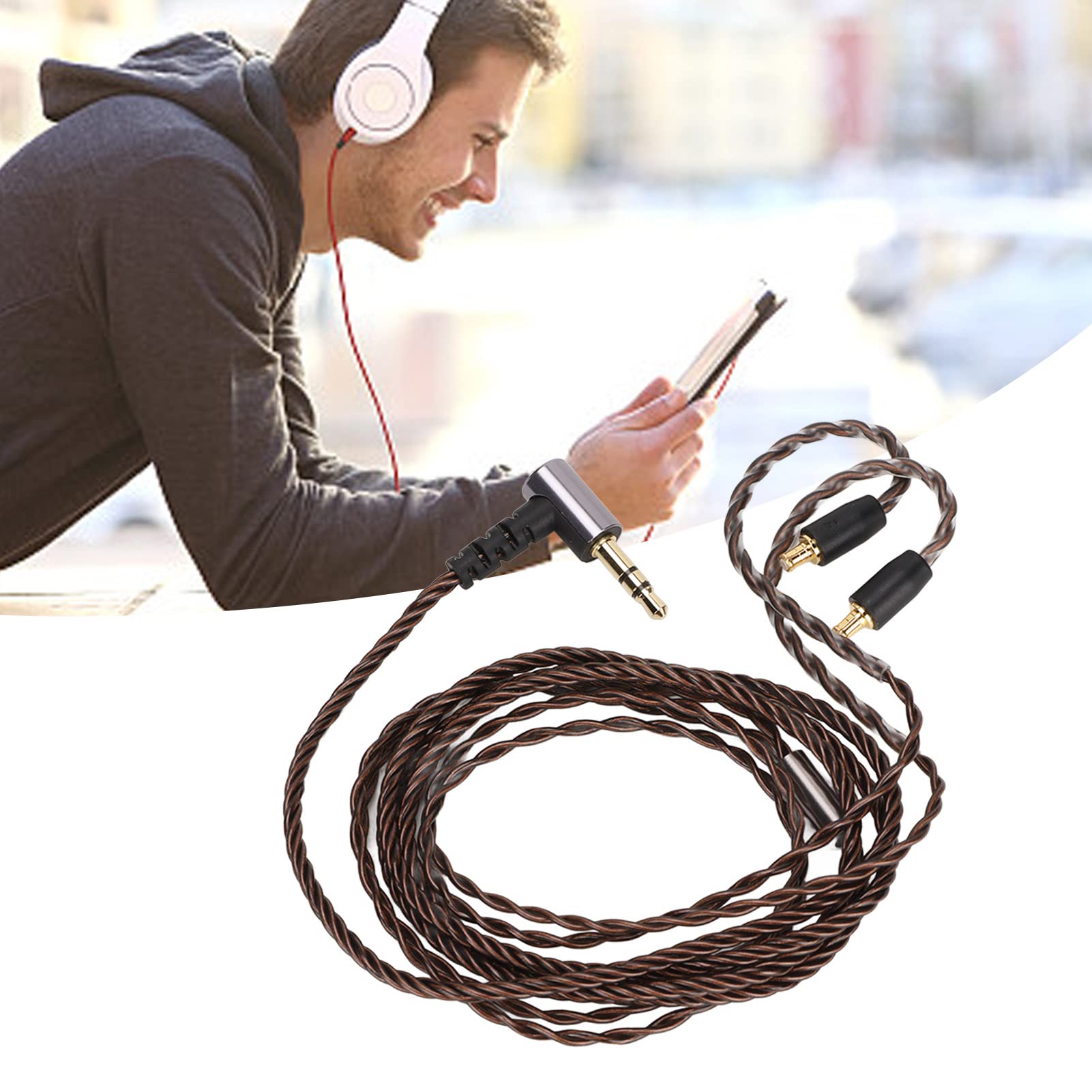 BesCable Earphone 3.5mm Cable Replacement Silver Plated OFC PVC Wire Upgrade Replacement MMCX Connection Detachable Cable Compatible for ATH E50 E70 LS300 CKS1100 A2DC Connector Headphones