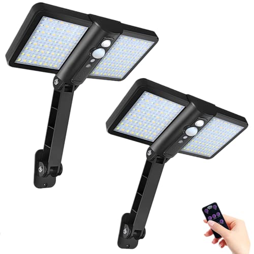 AOSANT 2 Pack Solar Lights Outdoor, 128 LED Super Bright Lamp, Wireless Waterproof Solar Flood Light, Security Motion Sensor Wall Light for Deck, Fence, Patio, Front Door, Garden, Yard, Shed, Path