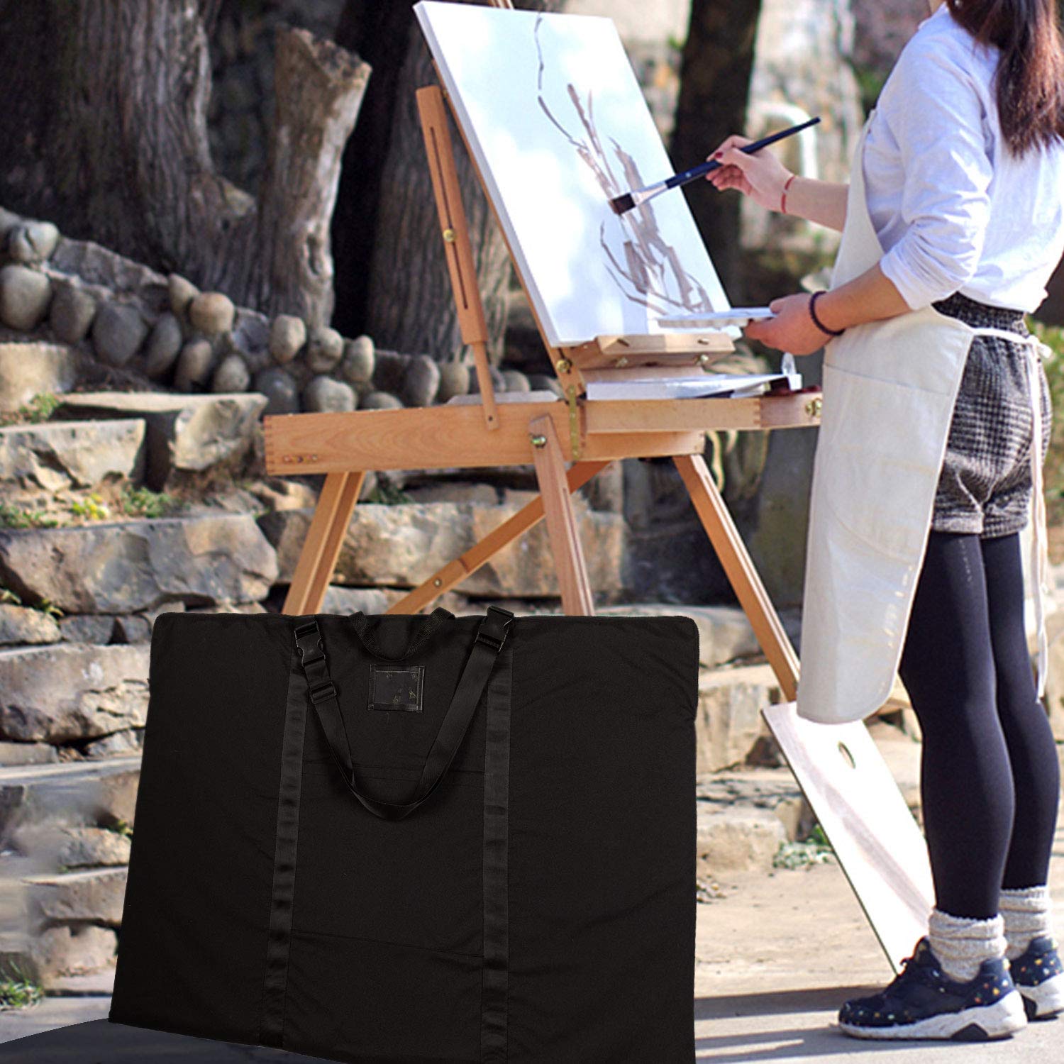 Large Size Art Portfolio Bag with Nylon Shoulder, 24 x 36 inches Light Weight Poster Storage Bag Board Holder with Handle and Zipper for Poster, Sketching and Drawing