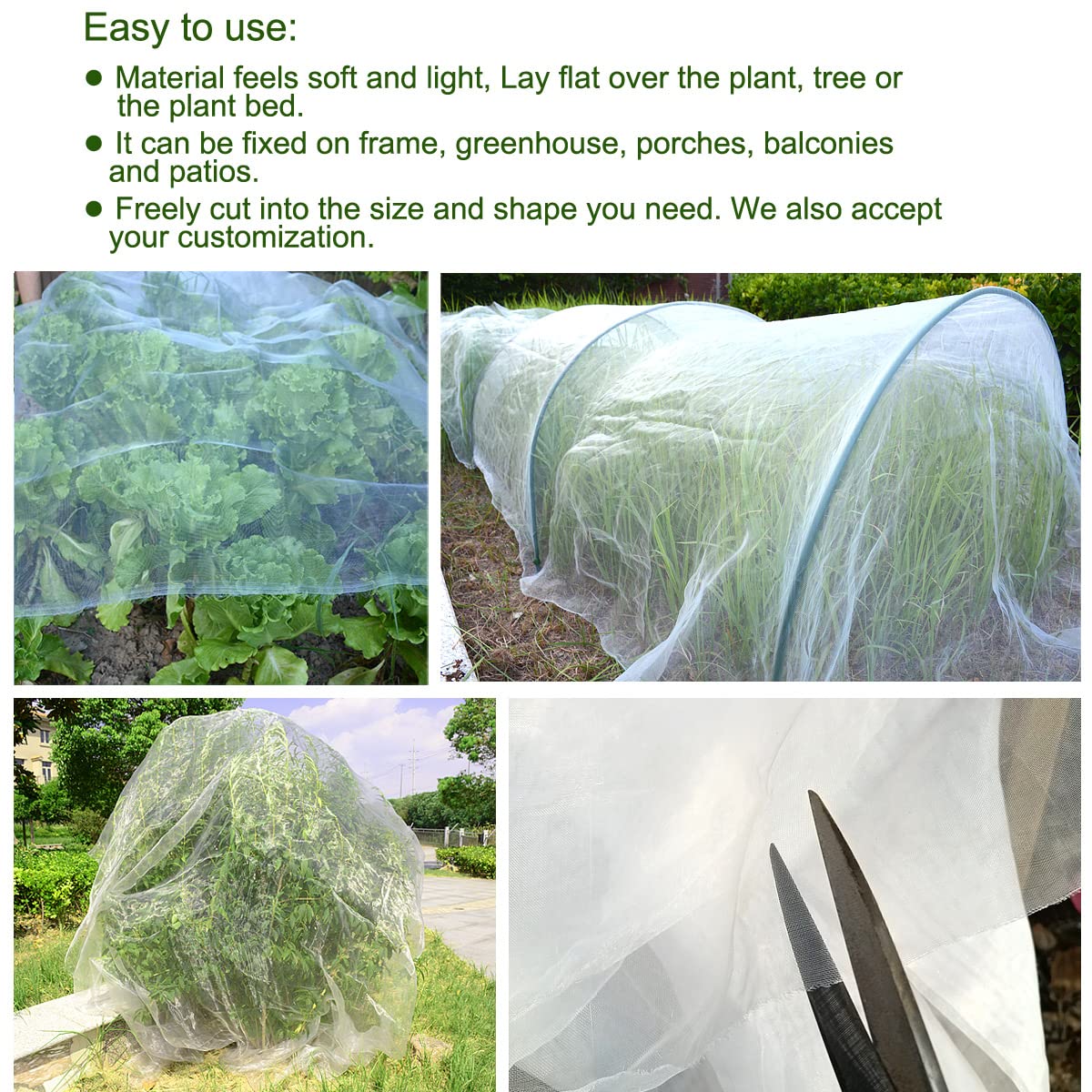 8Ft x 10Ft Mosquito Bug Insect Bird Fine Mesh Net Barrier Hunting Blind Garden Screen Netting for Protect Your Plant Fruits Flower