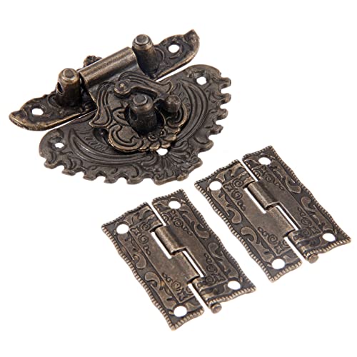 GAFENO Latch Lock Antique Bronze Furniture Hardware Box Latch Hasp Toggle Buckle Decorative Cabinet Hinges for Jewelry Wooden Box