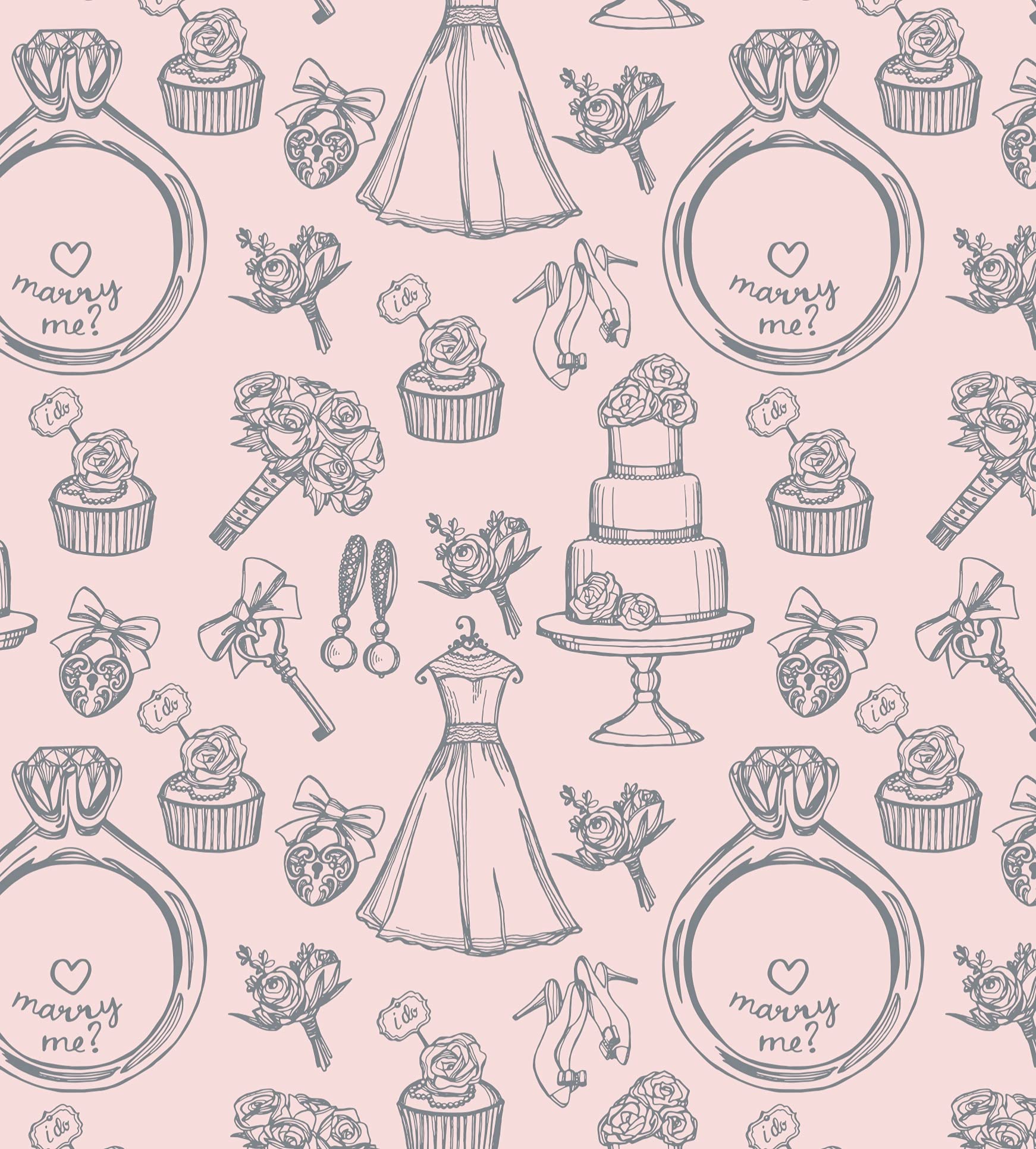Stesha Party Pink Bridal Shower Gift Wrapping Paper - Folded Flat 30 x 20 Inch - 3 Sheets