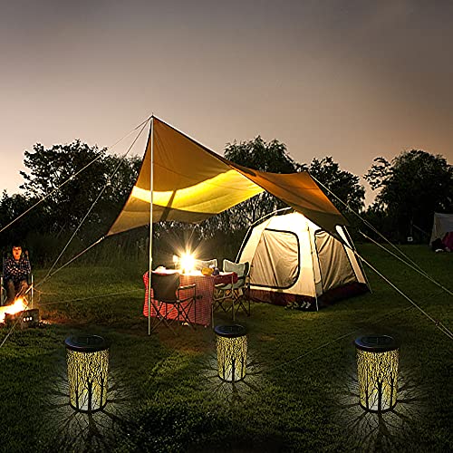 Gifts for Women, Kwaiffeo Solar Lanterns for Garden Patio Yard Decor, Retro Solar Table Lights with 4 Solar Top Panels, Birthday Gifts for Women, Gifts for Mom Grandma Teacher, 2 Pack