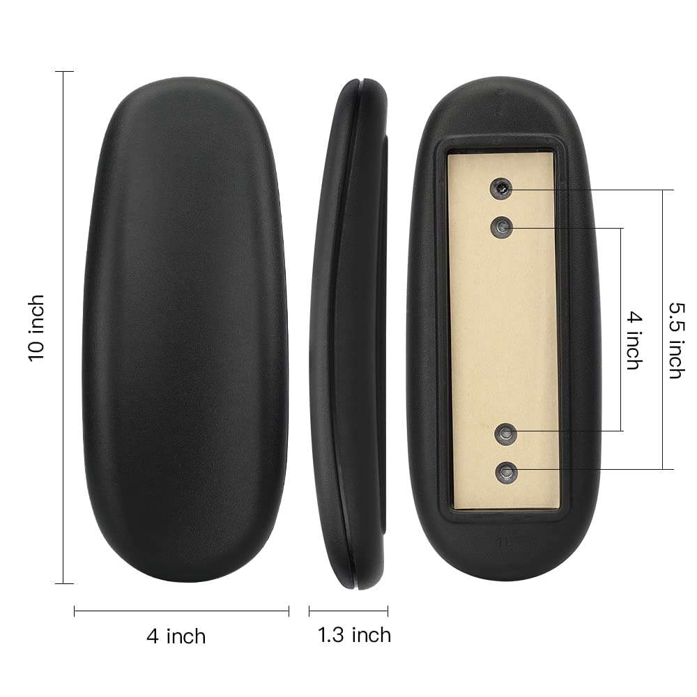 ALUCSET 10" Long x 4" Wide Office Chair Replacement Armrest Arm Pads Caps Univeral 4" 5.5" Mounting Hole Office Chair Parts 1 Pair (Black, Set of 2)