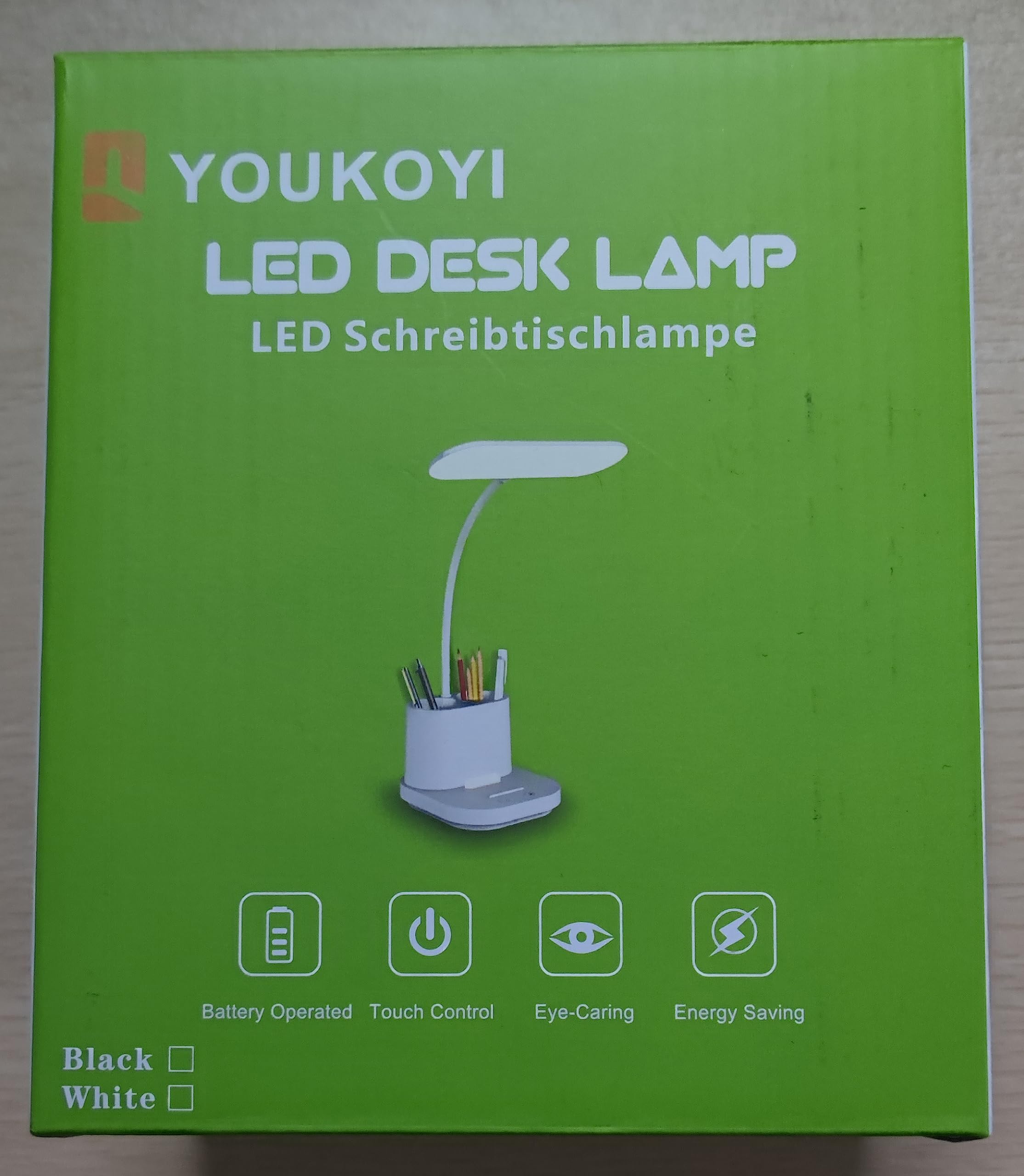 YOUKOYI LED Desk Lamps for Home Office, Rechargeable Battery Operated Desk Lamp with Touch Control, Stepless Dimming, 3 Color Modes, Pen Holder and Night Light- Gooseneck Desk light for Study, Reading