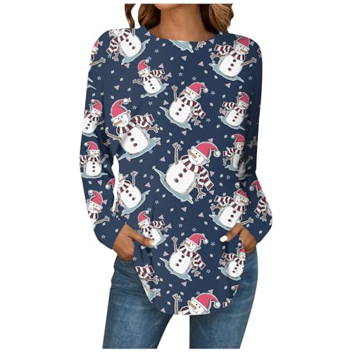 JJHAEVDY Christmas Fashion Sweatshirts for Women Fashion Pullover Classic Fall Sweatshirts Color Blocking Tunic Fall Clothes for Women 2023 Shirts（4-White，Large）