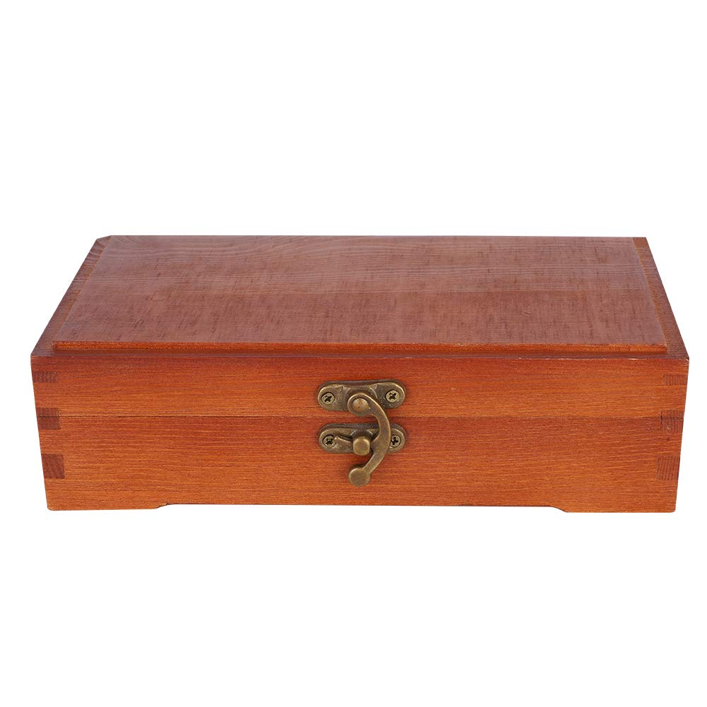 GLOGLOW Art Supply Wooden Storage Box, Small Vintage Storage Box with Hinged Lid and Lock for Pastels Pencils Pens Markers Brushes Storage