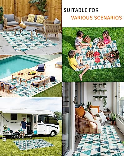 Outdoor Rugs for Patio,4x6 ft Christmas Tree Pine Tile Pattern Green Absorbent Non Slip Mats Carpet Rv Camping Area Rug Door Mat for Patios,Camper,Tent,Porch