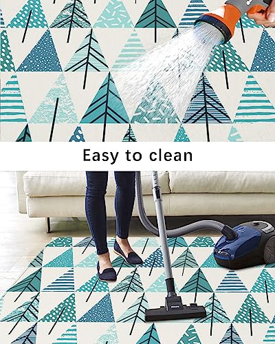 Outdoor Rugs for Patio,4x6 ft Christmas Tree Pine Tile Pattern Green Absorbent Non Slip Mats Carpet Rv Camping Area Rug Door Mat for Patios,Camper,Tent,Porch