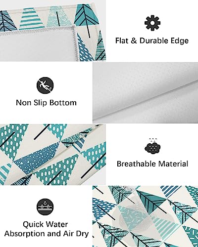 Outdoor Rugs for Patio,4x6 ft Christmas Tree Pine Tile Pattern Green Absorbent Non Slip Mats Carpet Rv Camping Area Rug Door Mat for Patios,Camper,Tent,Porch