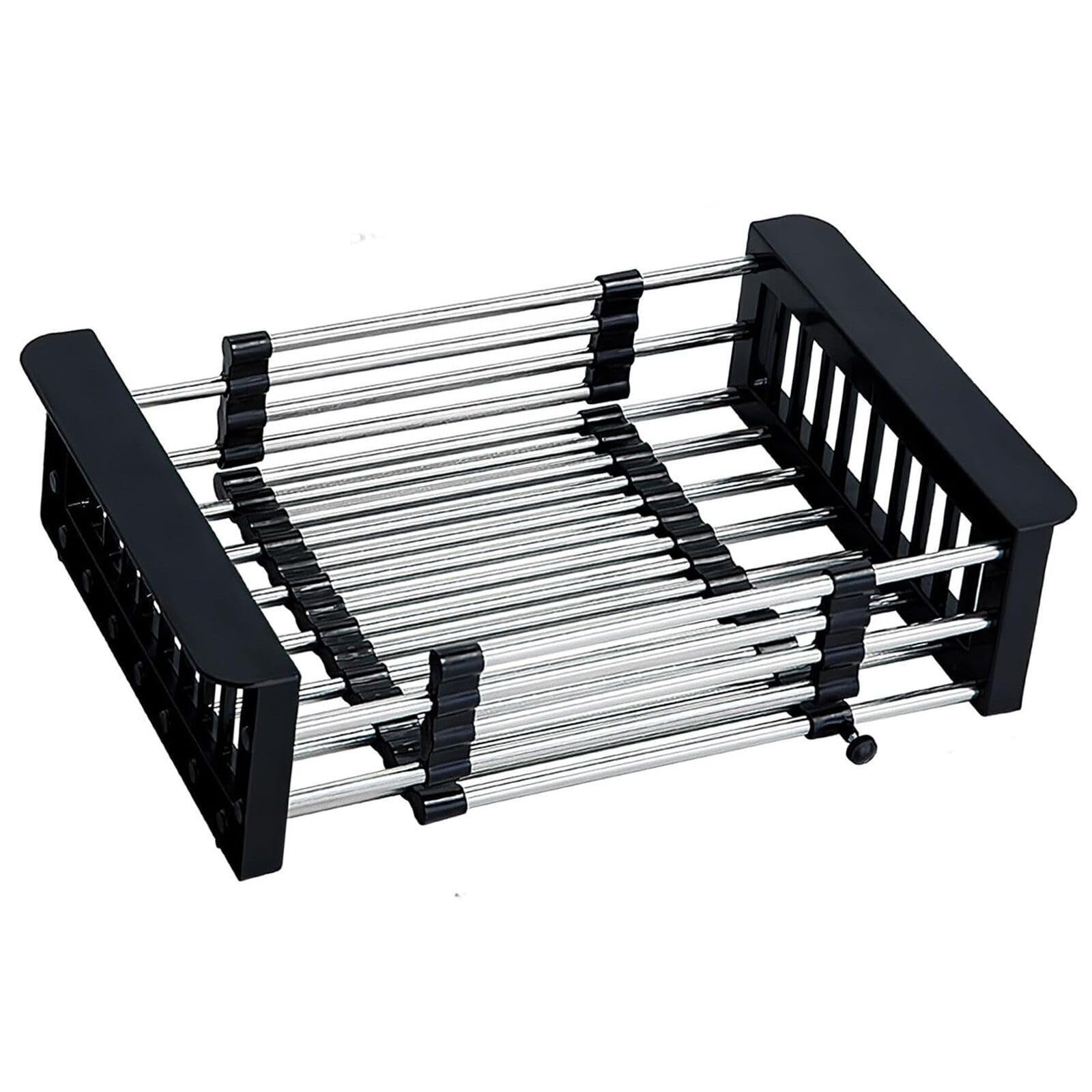 GICASA Adjustable Stainless Steel Drainer Basket Drain Tray for Dish Vegetable Fruit, On Counter Dish Rack or in Sink Over Sink Kitchen Basket Dish Drying Rack