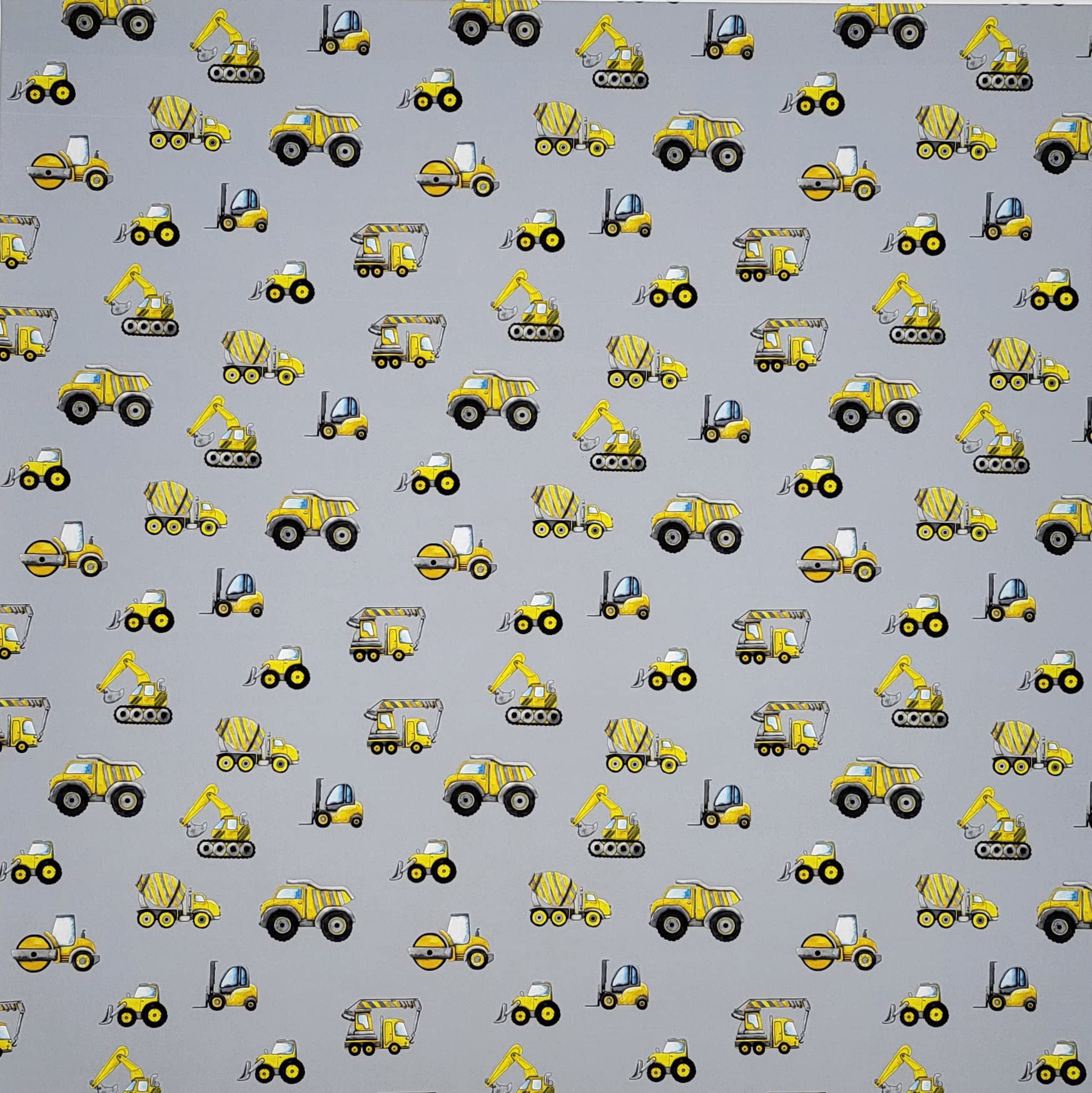Construction Digger Dump Truck Forklift Gift Wrapping Paper - 24"x10'