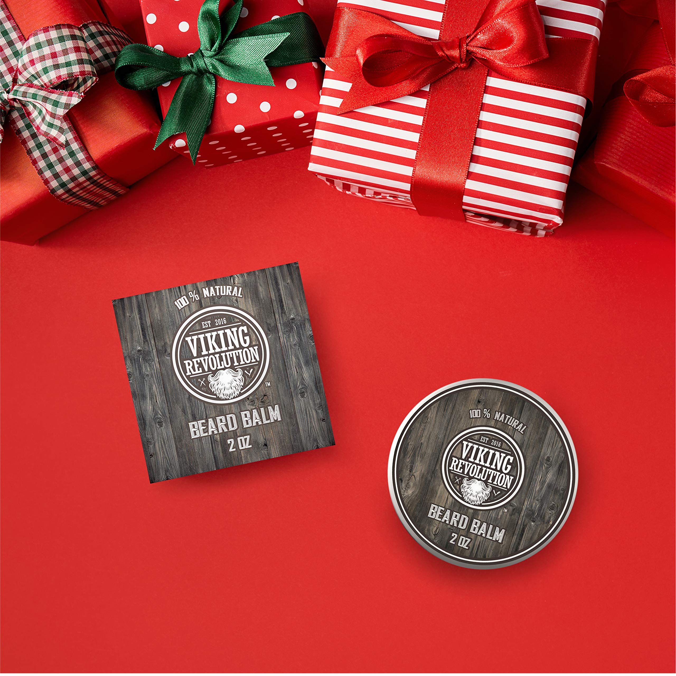 Viking Revolution Beard Balm - All Natural Grooming Treatment with Argan Oil & Mango Butter - Strengthens & Softens Beards & Mustaches - Citrus Scent Leave in Conditioner Wax for Men - 1 Pack