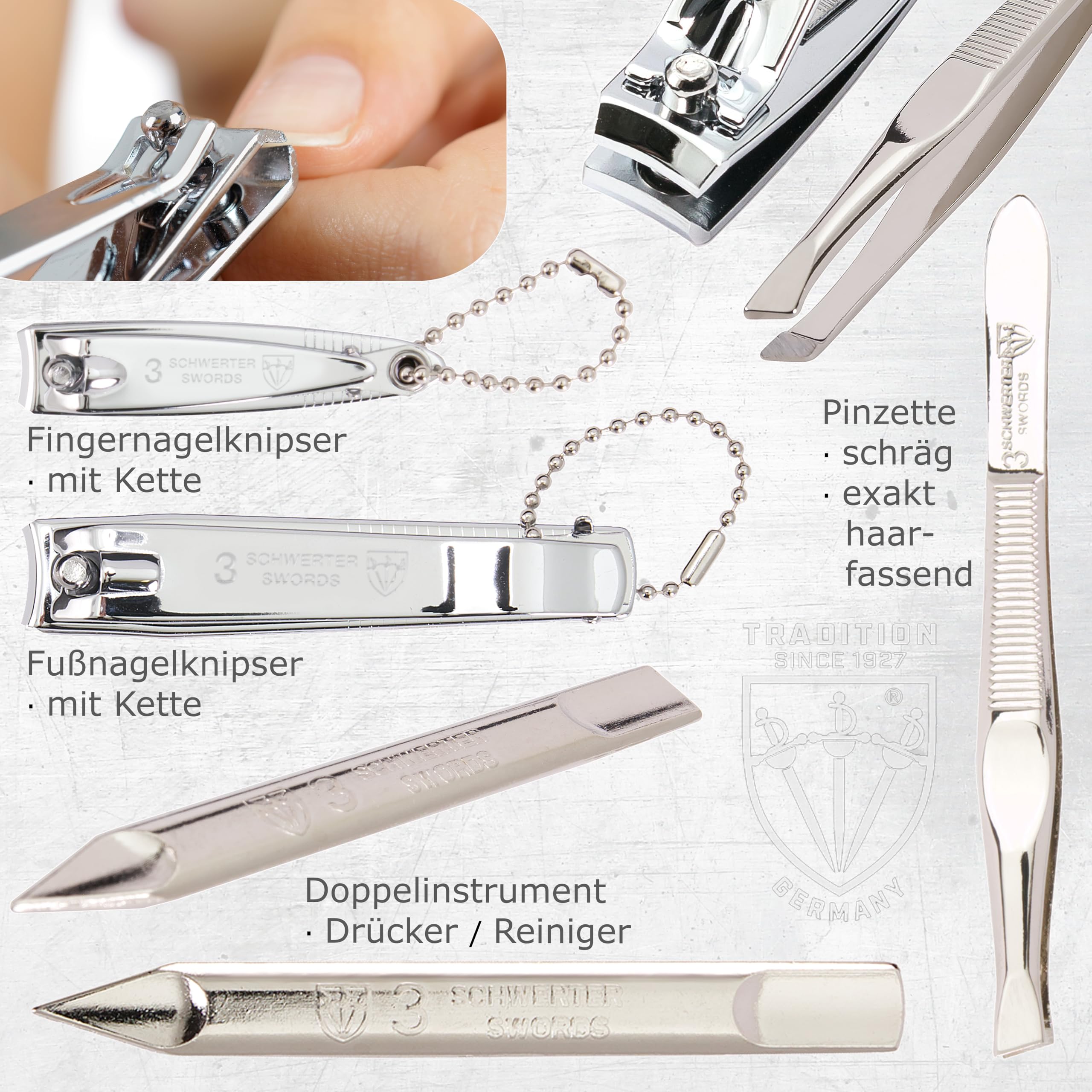 3 Swords Germany Manicure Pedicure Set Nail Care Kit Made in Germany