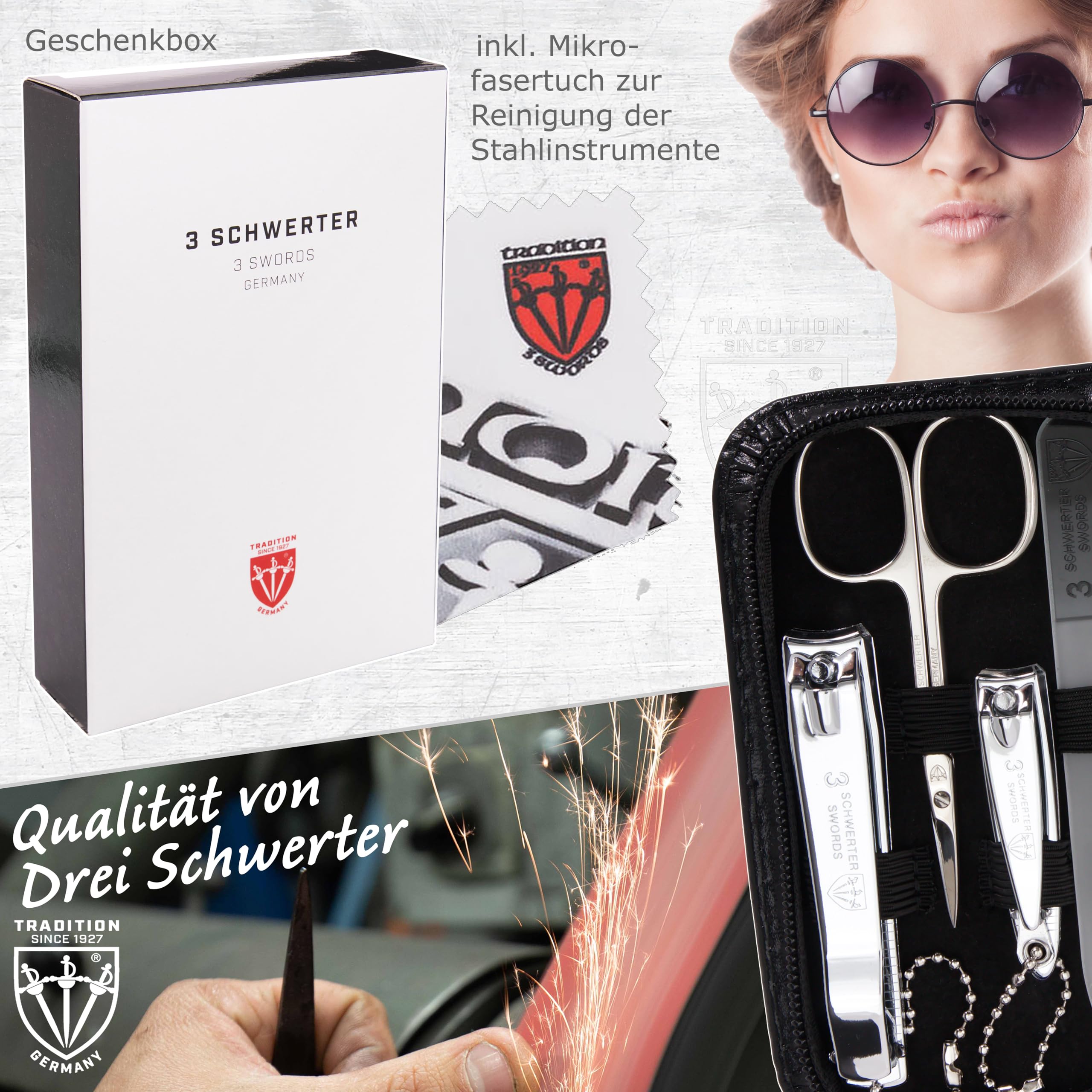 3 Swords Germany Manicure Pedicure Set Nail Care Kit Made in Germany