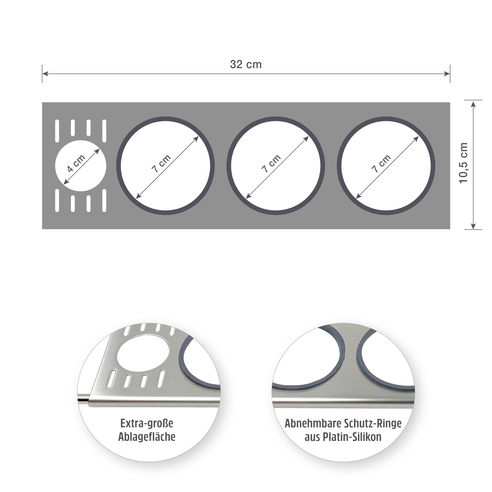 Sanni Shoo Drip.it+ | Stainless Steel Kitchen Sink Caddy | Bottle Holder for 3 Bottles with Protective Silicone Rings | Compatible with Sodastream Aqua Fizz and Other Bottles | Drainer & Organizer