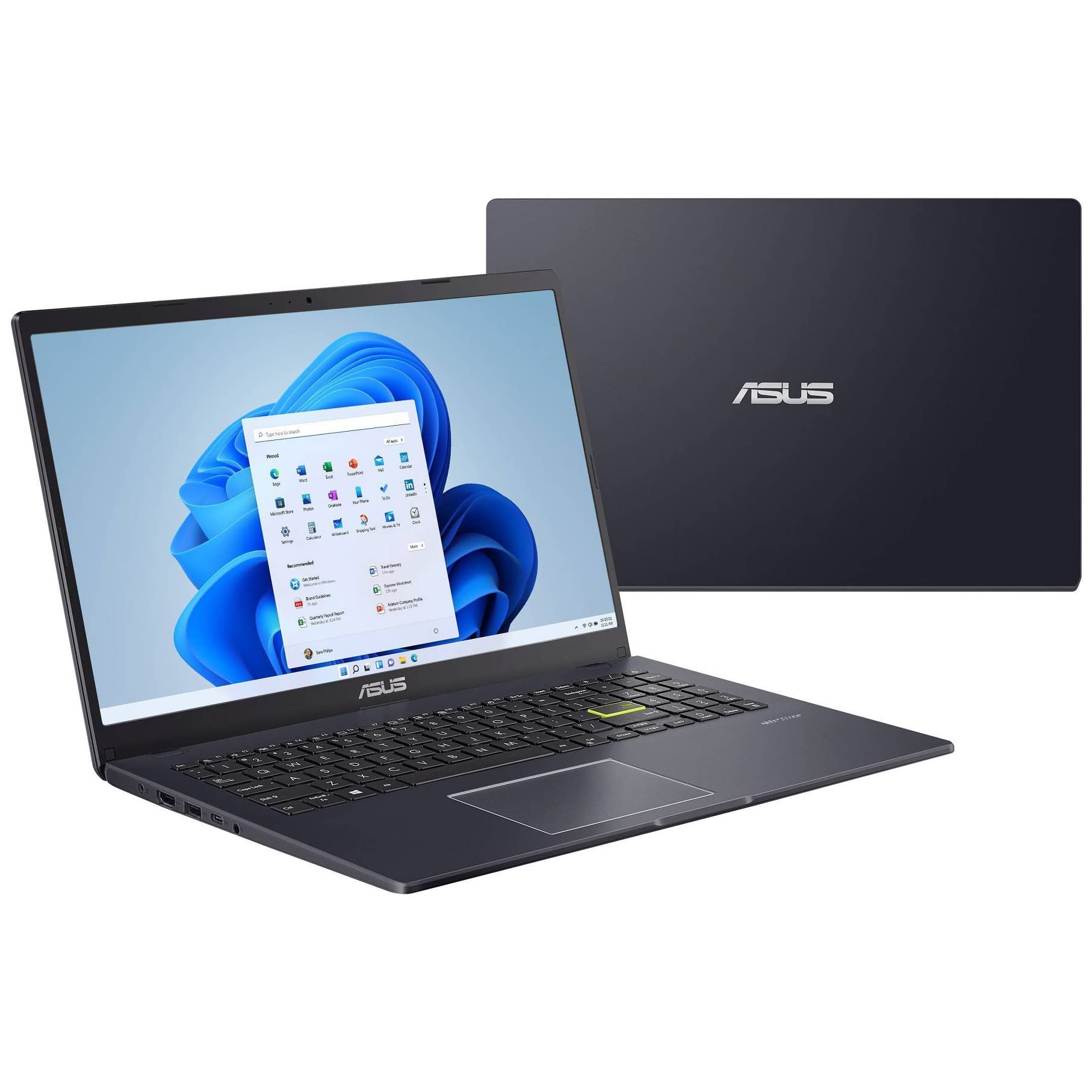 ASUS L510 15.6" Ultra Thin Laptop Computer, Quad-Core Intel Pentium Silver N5030, 4GB DDR4 RAM, 128GB eMMC, AC WiFi, Bluetooth, USB-C, 1 Year Office 365, Black, Windows 11 S, BROAG USB Extension Cable