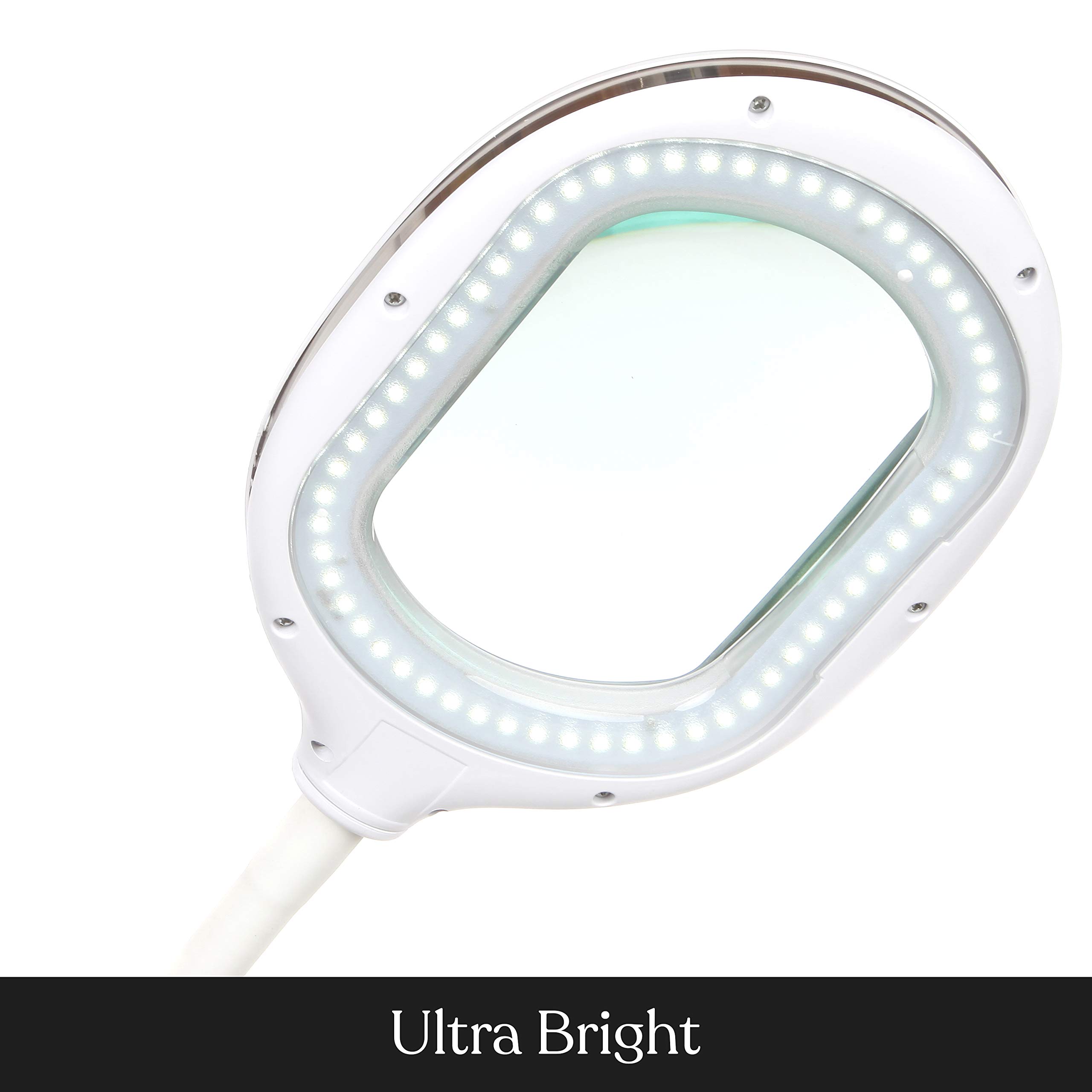 Brightech LightView Pro Magnifying LED Desk Lamp with Light, Hobbies & Reading, Flexibility & Durability Magnifying Floor Lamp, 3 in 1 LED Light Glass Magnifier, Work Light for Pro Uses - White